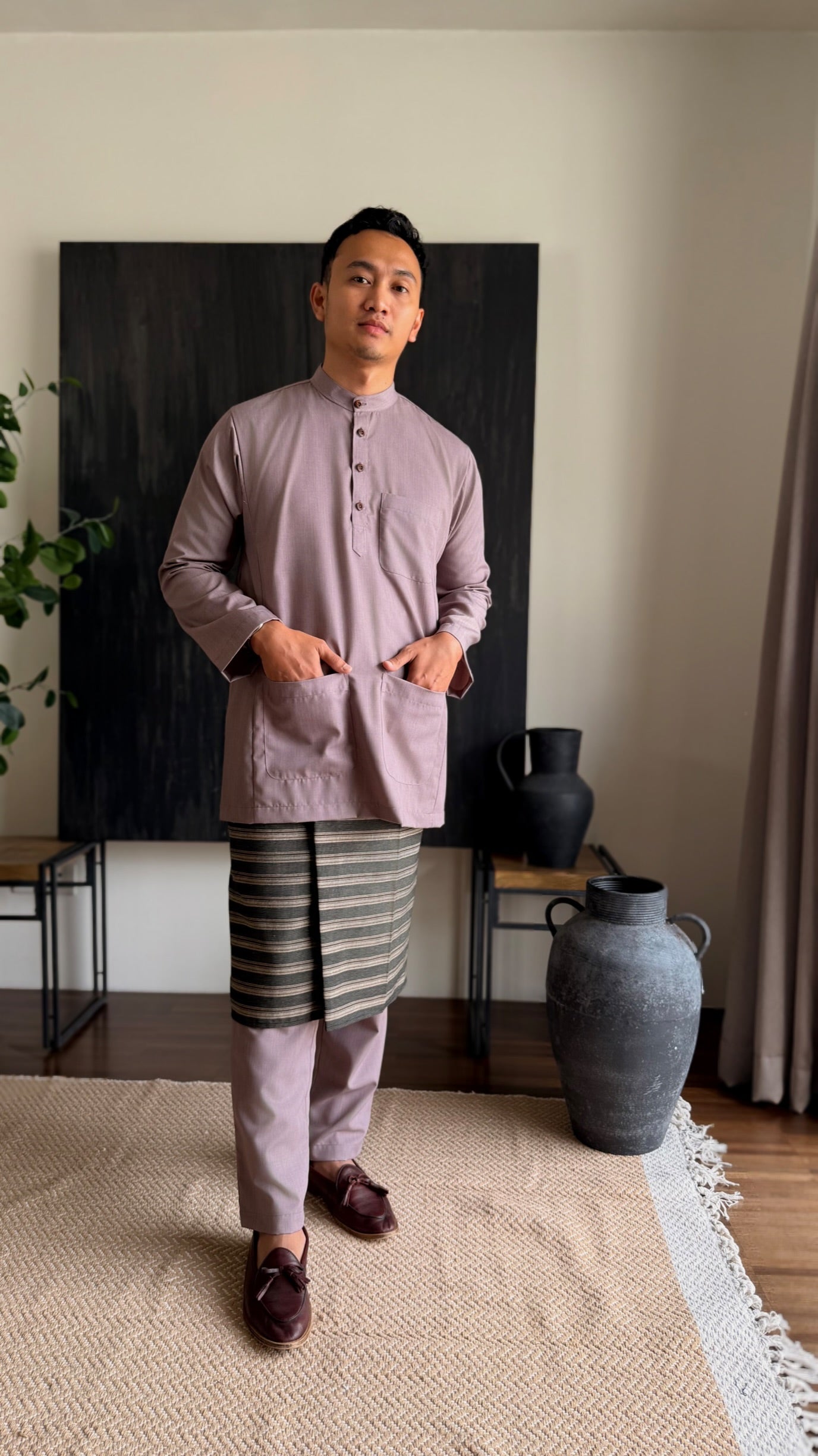 ARJUNA Baju Melayu Cekak Musang in Desert Blush – KENIT®